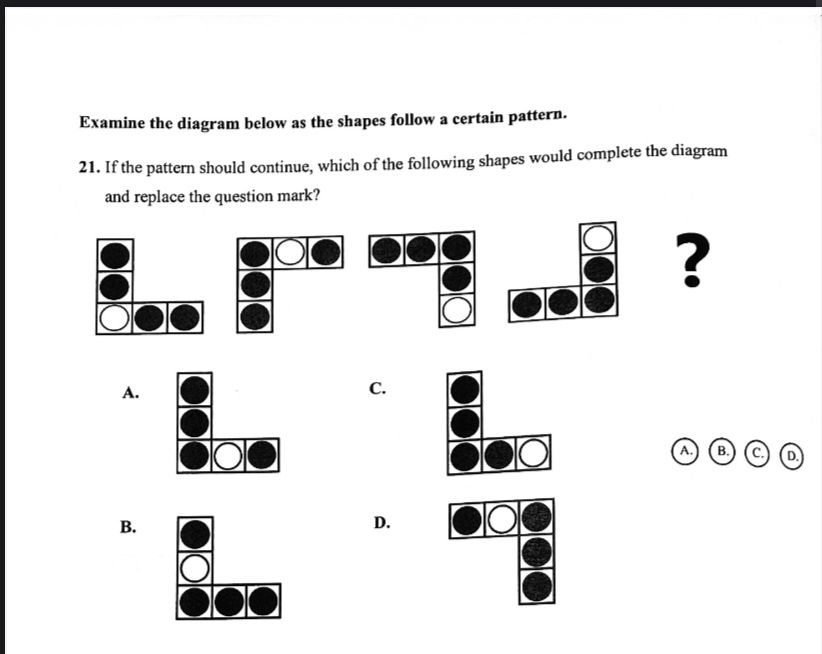 Examine the diagram below as the shapes follow a certain pattern. 21 ...