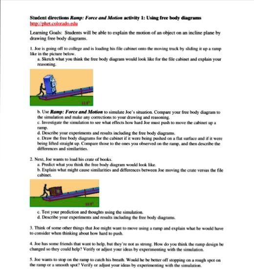 Text: Student directions Ramp: Force and Motion activity I: Using free ...