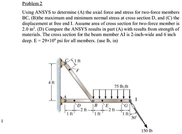 Problem 2 Using ANSYS to determine (A) the axial force and stress for ...
