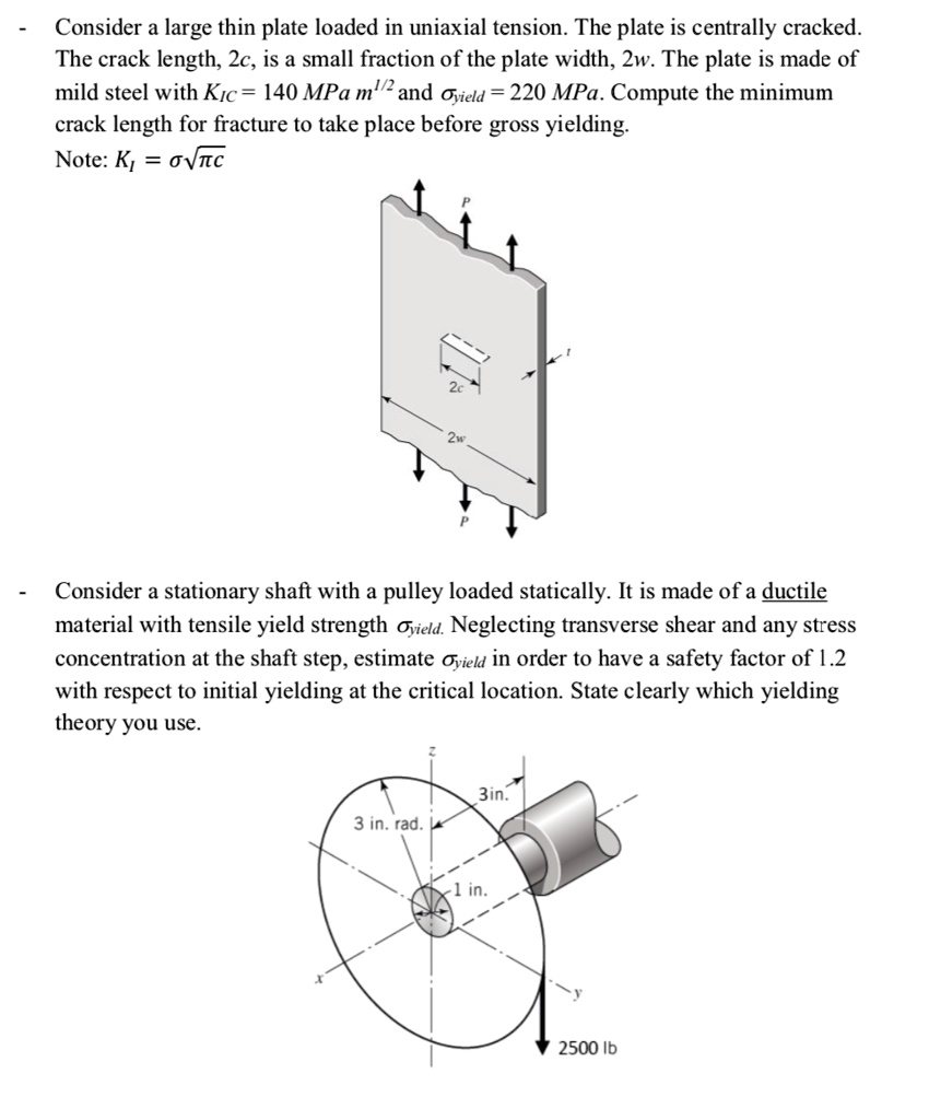 SOLVED: Consider a large thin plate loaded in uniaxial tension.The ...