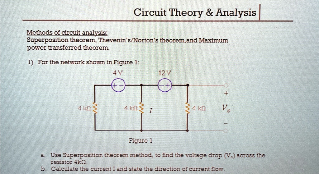 Circuit Theory Analysis Methods of circuit analysis: Superposition theorem, Thevenin's/Norton's ...