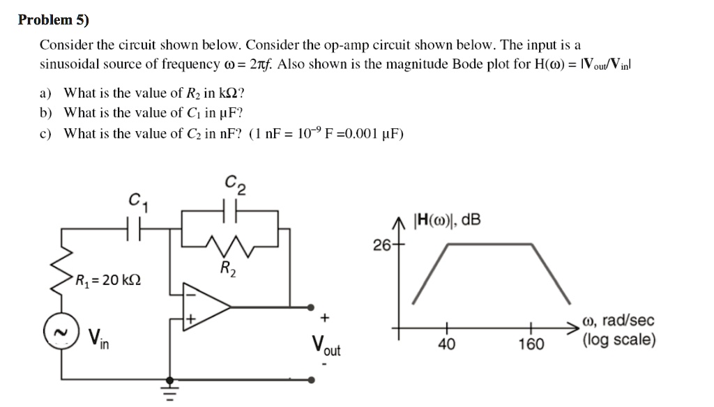 SOLVED: Problem 5) Consider the circuit shown below. Consider the op-amp circuit shown below ...