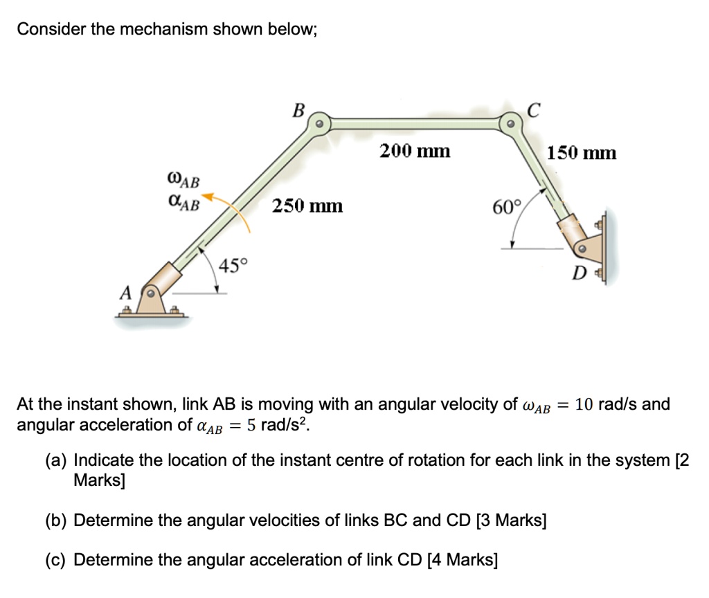 SOLVED: Consider the mechanism shown below: B 200 mm 150 mm WAB OAB 250 mm 60 D At the instant ...