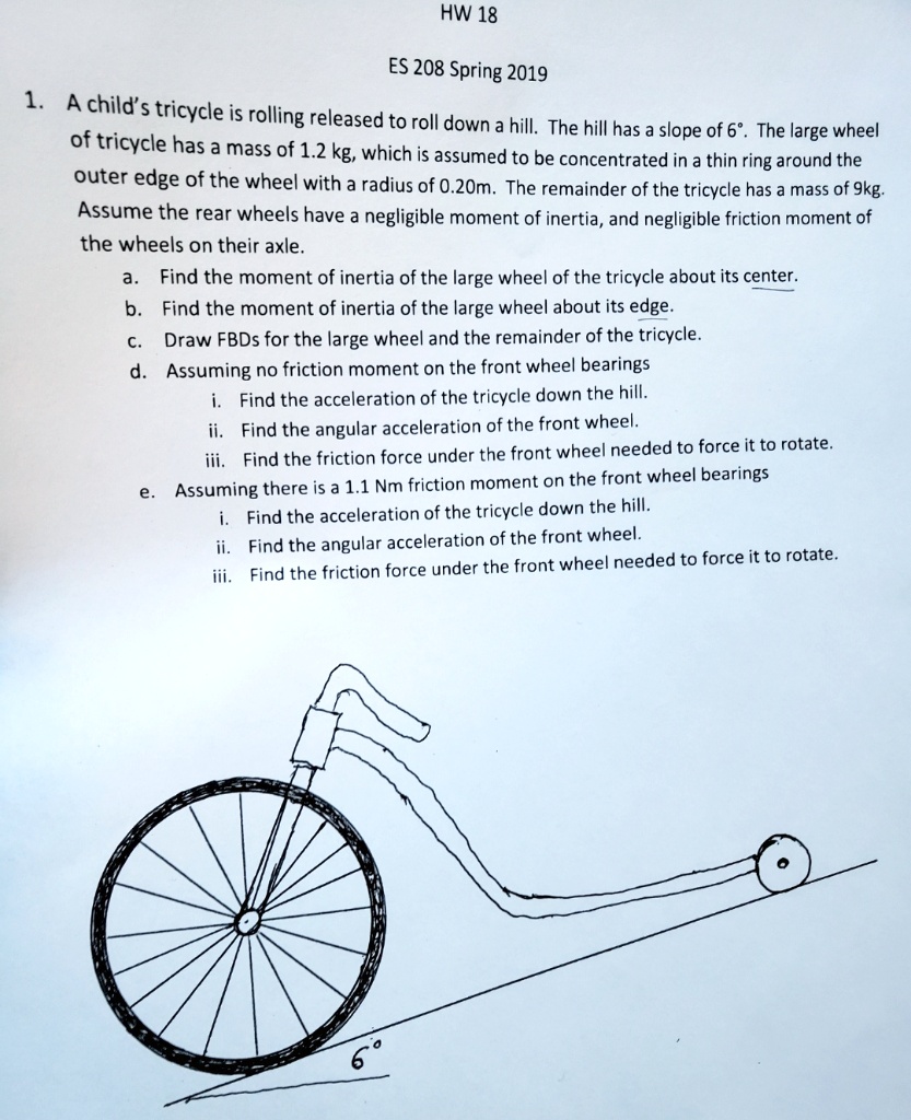 hw18 es 208 spring 2019 the wheels on their axle a find the moment of ...