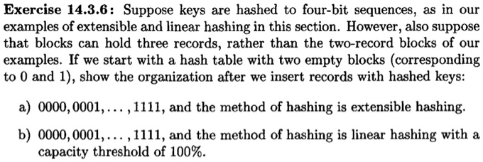 exercise 1436 suppose keys are hashed to four bit sequences as in our examples of extensible and ...