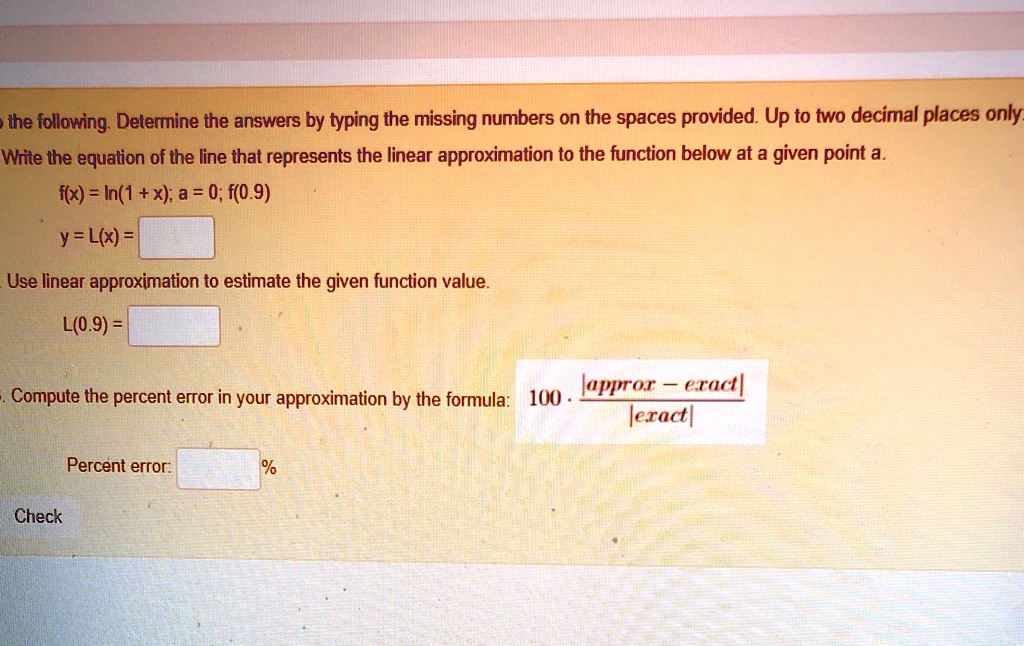 SOLVED: The following: Determine the answers by typing the missing numbers in the spaces ...