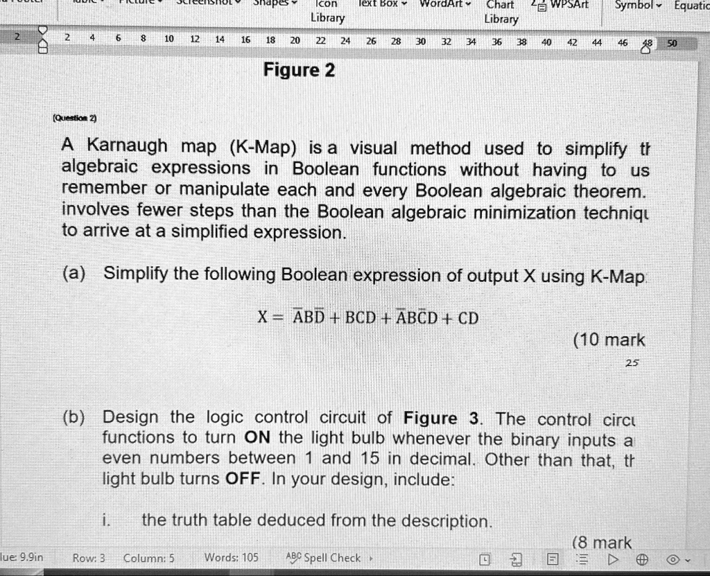 Solved Figure 2 Question 2 A Karnaugh Map K Map Is A Visual Method Used To Simplify The
