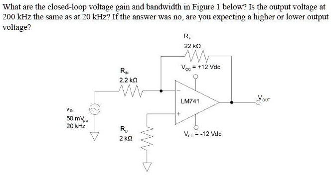 SOLVED: What are the closed-loop voltage gain and bandwidth in the ...