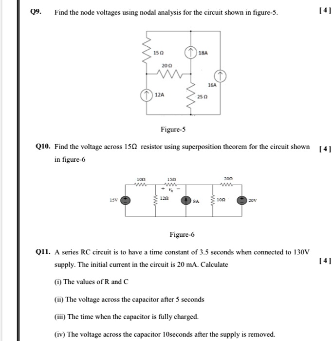 SOLVED: Q9. Find the node voltages using nodal analysis for the circuit shown in Figure-5 ...