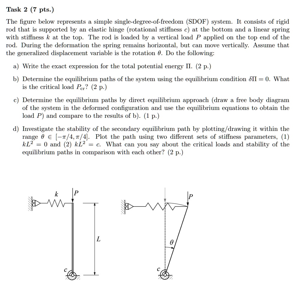 task 2 7 pts the figure below represents a simple single degree of ...