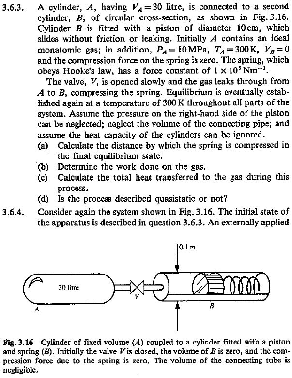 3.6.3. A cylinder, A, having VA = 30 litre, is connected to a second ...