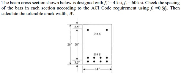The beam cross section shown below is designed with fc' = 4 ksi, fy ...