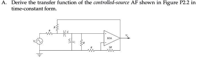 derive the transfer function of the controlled source af shown in ...
