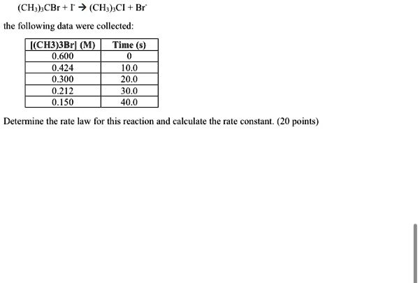 SOLVED: (CH;) CBr + [ 7 (CHs) CI the following data were collected ...