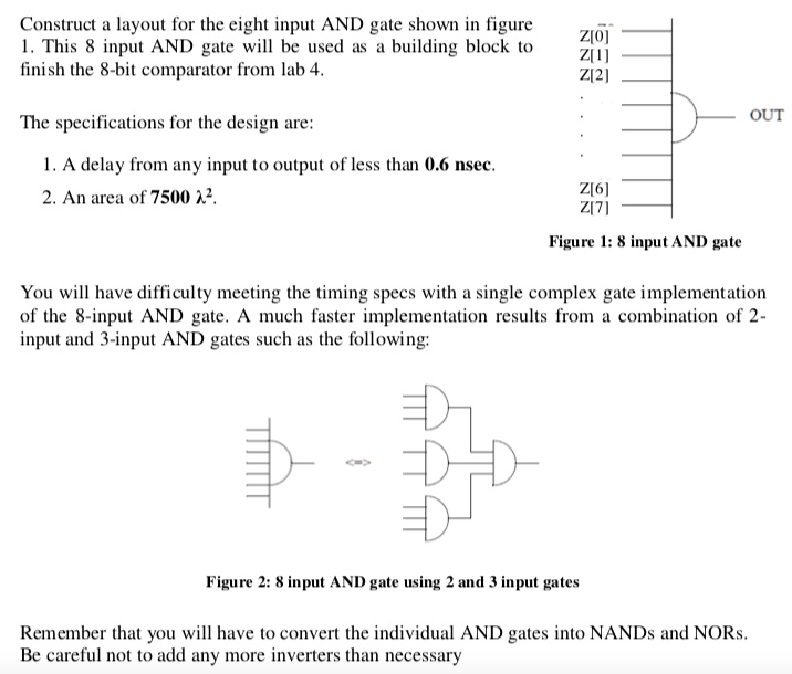 Construct a layout for the eight input AND gate shown in figure 1. This ...