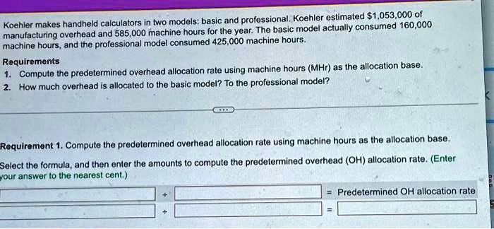 SOLVED: Requirement 1. Compute the predetermined overhead allocation ...