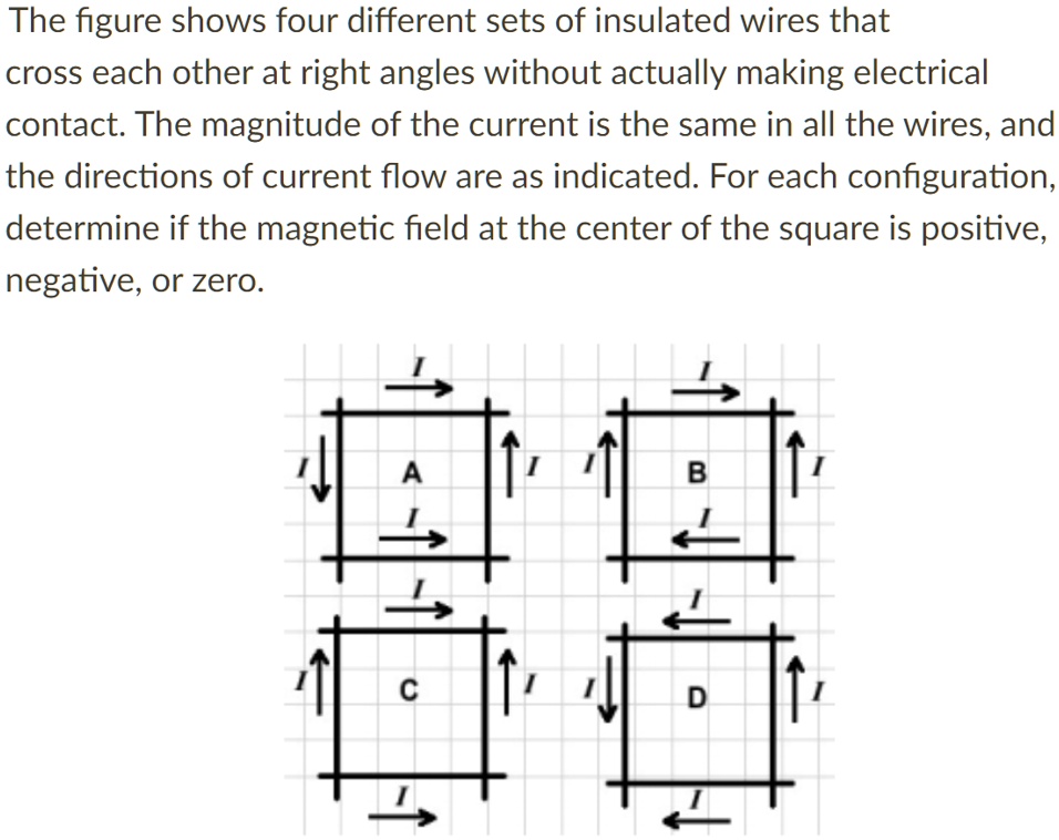 The figure shows four different sets of insulated wires...