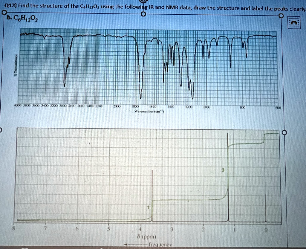 Q13) Find the structure of the C6H12O2 using the following IR and NMR ...