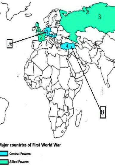 On the outline map of the world identify and label the two...