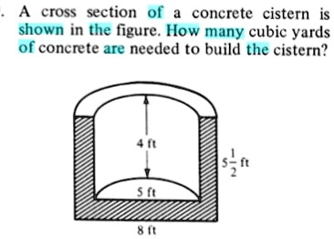Cross section of a concrete cistern shown in the figure. How many cubic ...