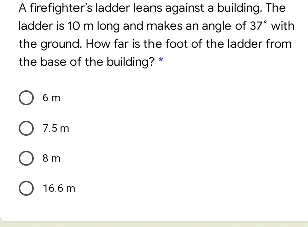 SOLVED: A firefighter's ladder leans against a building: The ladder is ...