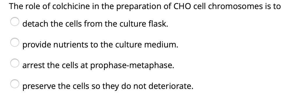 SOLVED: The role of colchicine in the preparation of CHO cell ...