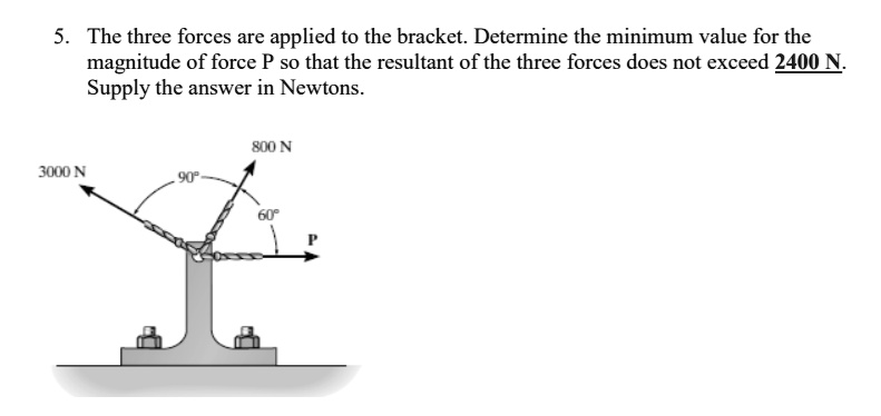 5. The three forces are applied to the bracket. Determine...