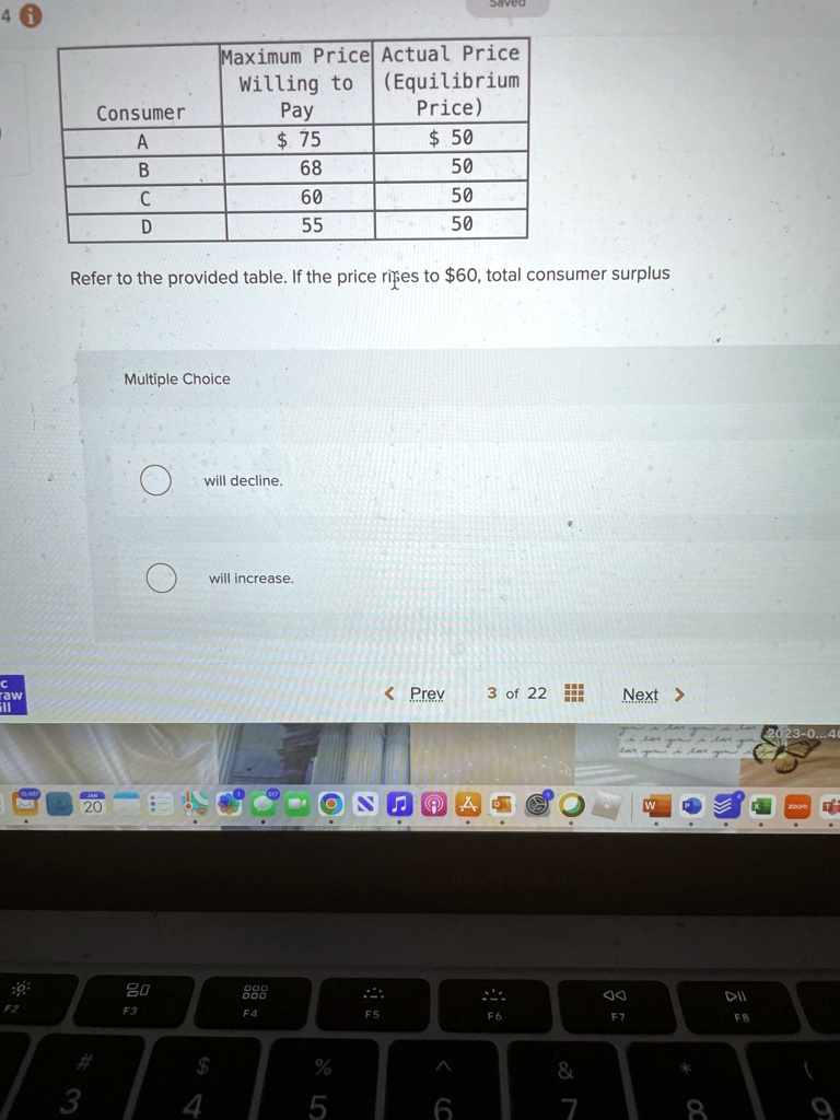 SOLVED: Refer to the provided table, if the price rises to 60, total ... SOLVED: Refer to the provided table, if the price rises to 60, total ...