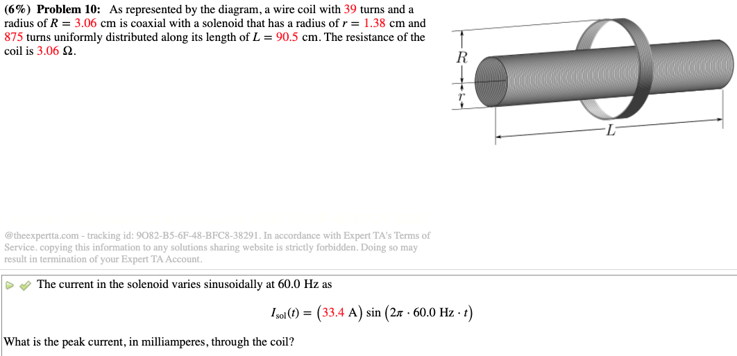 [GET ANSWER] (6%) Problem 10: As represented by the diagram, a wire ...
