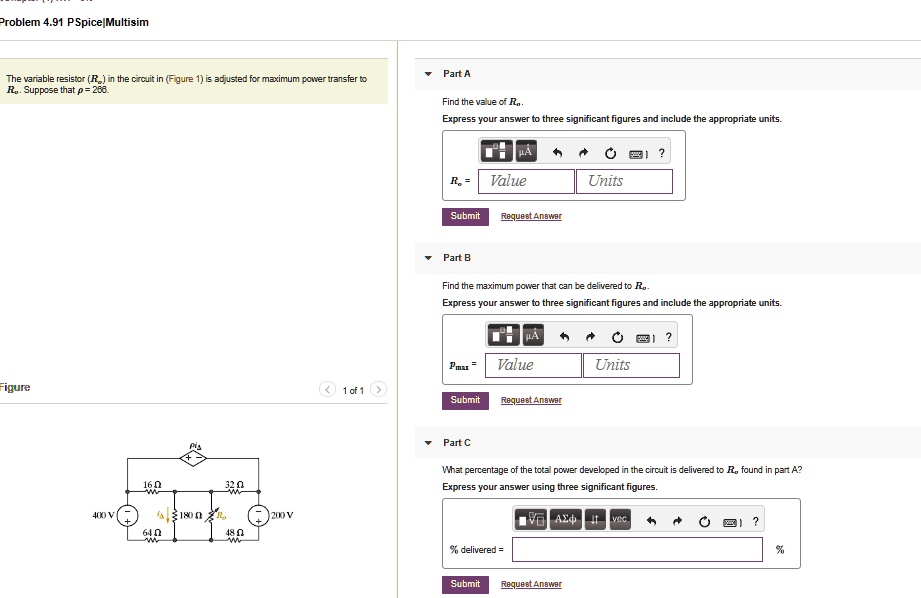 SOLVED: Problem 4.91 PSpice | Multisim The variable resistor (R) in the circuit in Figure 1 is ...
