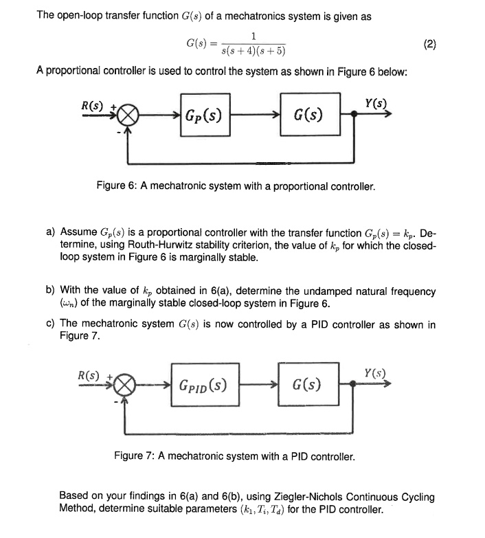 SOLVED: The open-loop transfer function G(s) of a mechatronics system ...