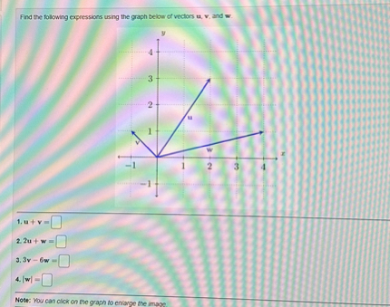 Find the following expressions using the graph below of vectors a, v ...