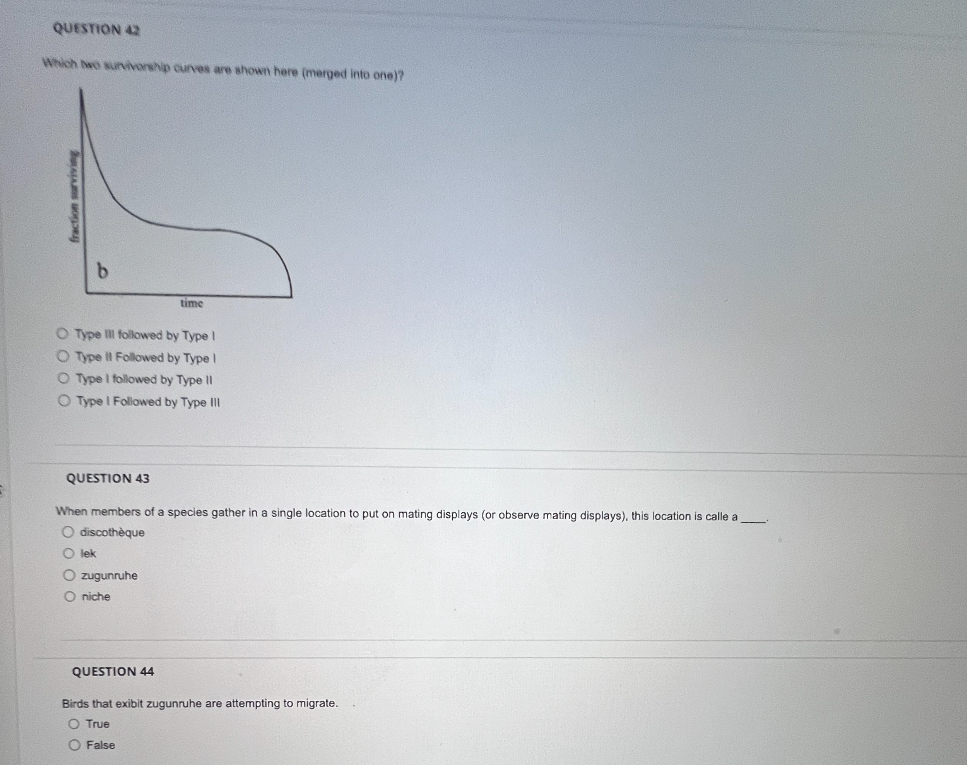 QUestion 42 Whoh mo sinviorship curves are shown here (merged into one ...