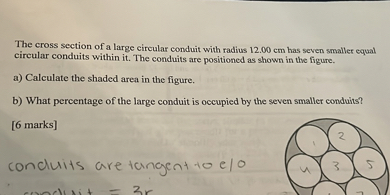 SOLVED: The cross section of a large circular conduit with radius 12.00 ...