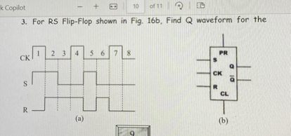 SOLVED: 3. For RS Flip-Flop shown in Fig. 16b, Find Q waveform for the ...