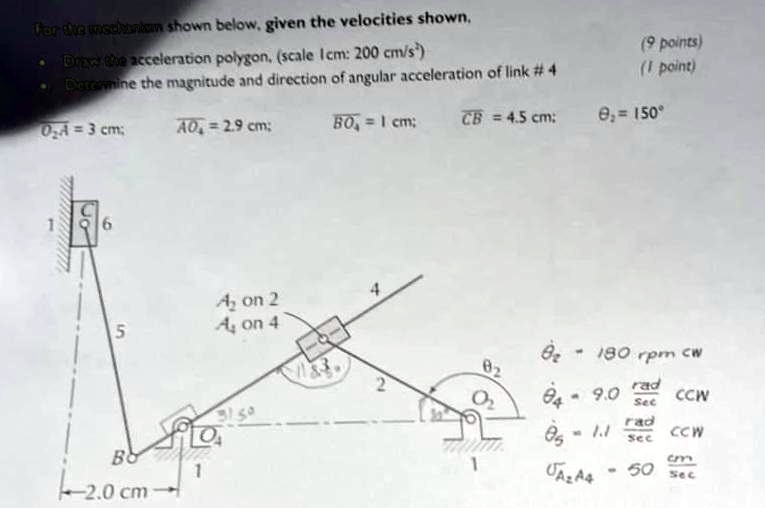 For the mechanism shown below, given the velocities shown. * Draw the ...