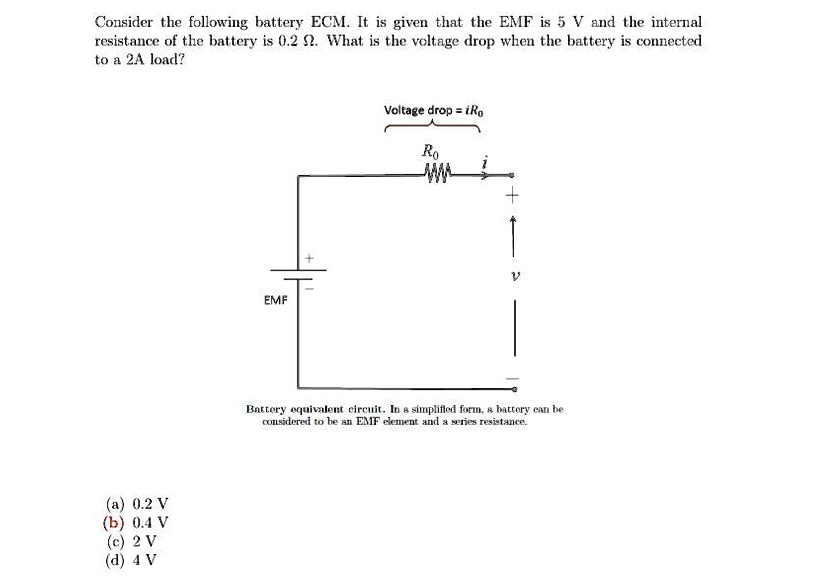 SOLVED: Consider the following battery ECM. It is given that the EMF is ...