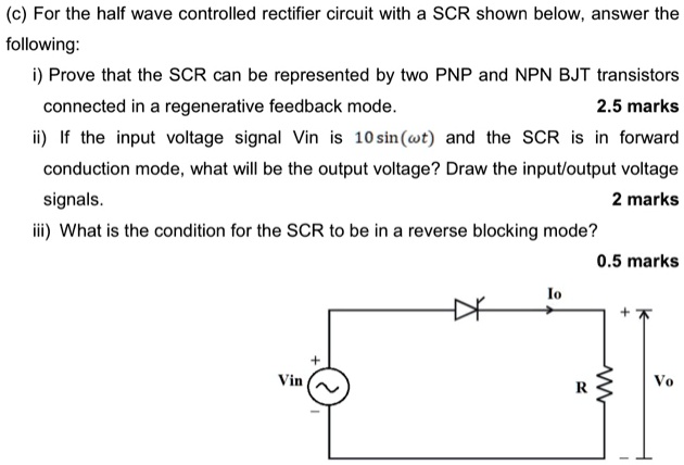 (c) For the half wave controlled rectifier circuit with a SCR shown ...