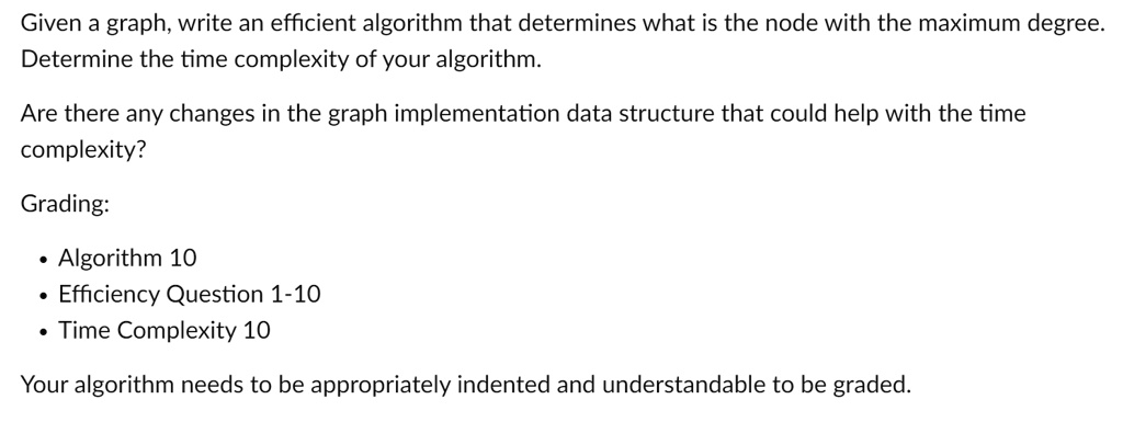 Solved Write An Algorithm Write A Pseudocode Given A Graph Write An Efficient Algorithm