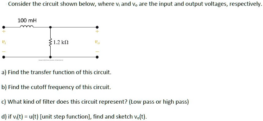 SOLVED: Consider the circuit shown below, where vi and vo are the input and output voltages ...