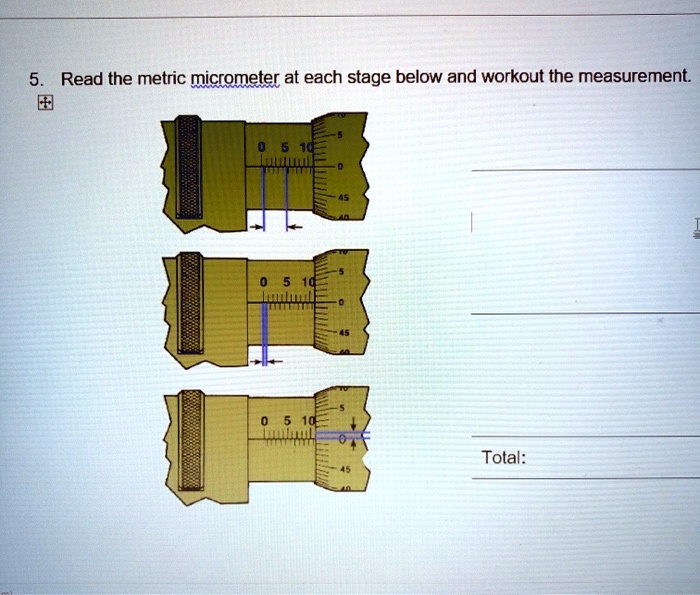 5. Read the metric micrometer at each stage below and workout the ...