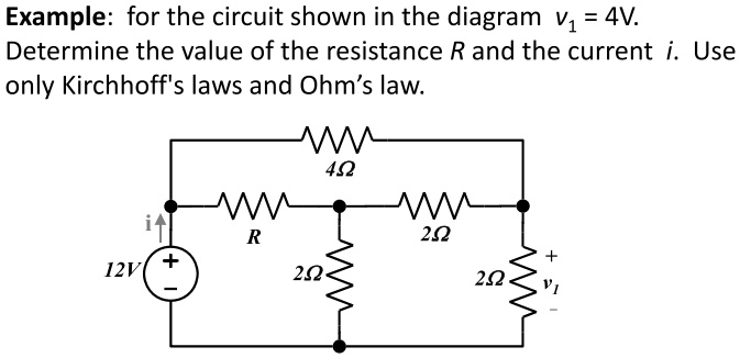 Example: for the circuit shown in the diagram v1 = 4V. Determine the value of the resistance R ...