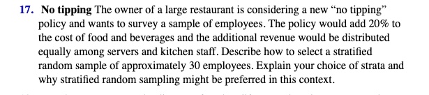17 no tipping the owner of large restaurant is considering new tipping ...