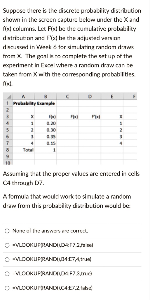 SOLVED: Suppose there is the discrete probability distribution shown in the screen capture below ...