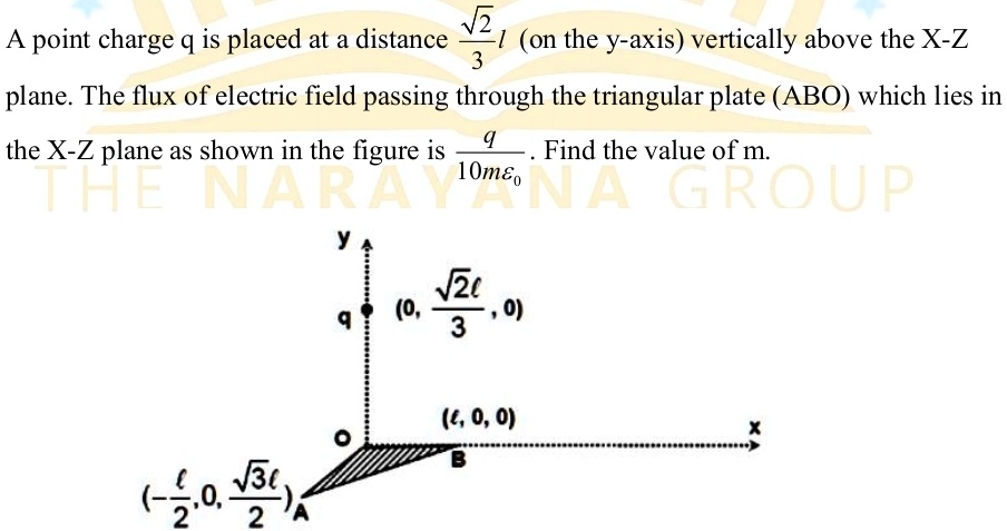 A point charge q is placed at a distance fracsqrt23l on the...