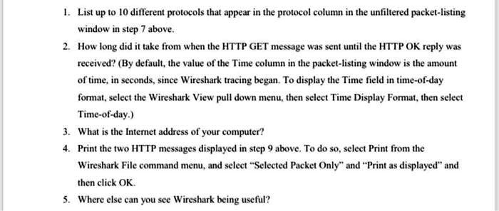 SOLVED: Please answer these questions as soon as possible. 1. List up to 10 different protocols ...