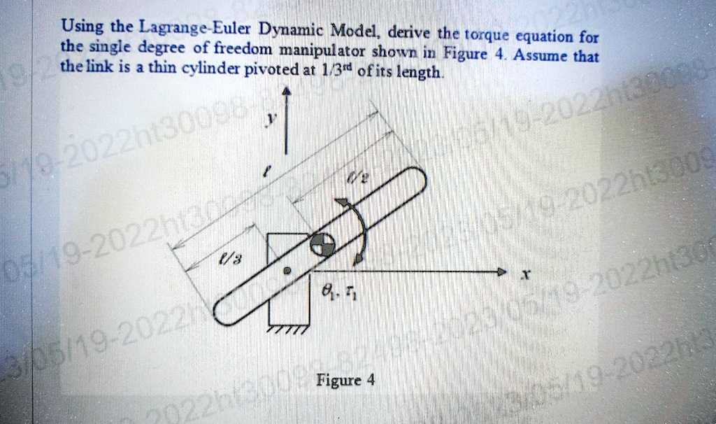 Using the Lagrange-Euler Dynamic Model, derive the torque equation for the single degree of ...