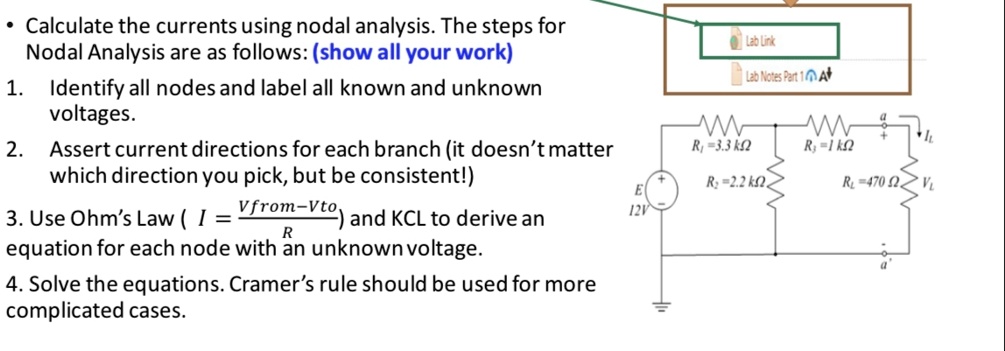 SOLVED: Texts: Calculate the currents using nodal analysis. The steps for Nodal Analysis are as ...