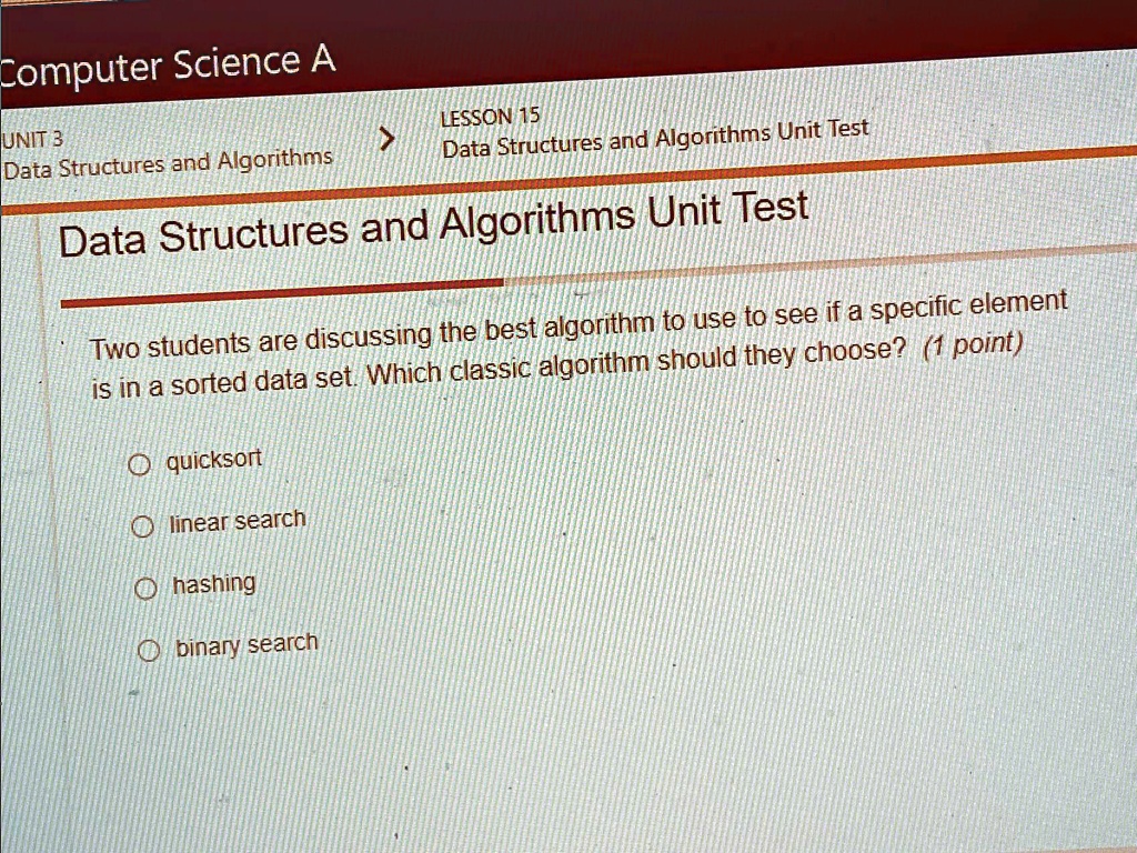 Solved Computer Science A Unit 3 Lesson 15 Data Structures And Algorithms Data Structures And