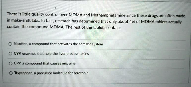 there is little quality control over mdma and methamphetamine since ...